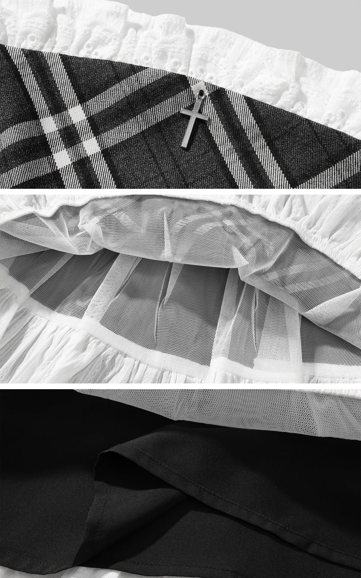 Rase le sol Strapless Sculpted Dress with Check Pattern and Tiered Lac ...