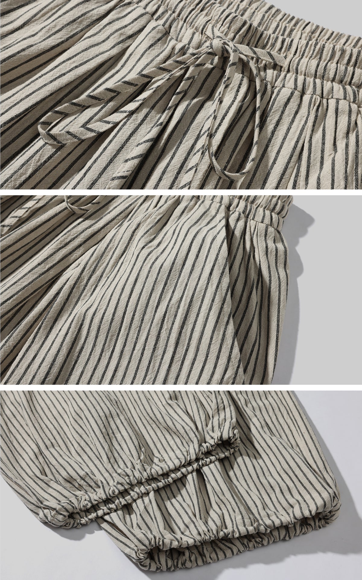 WARDEN EDGE Drawstring Wide Stripe Pants in Washed Linen – PINKPARKS