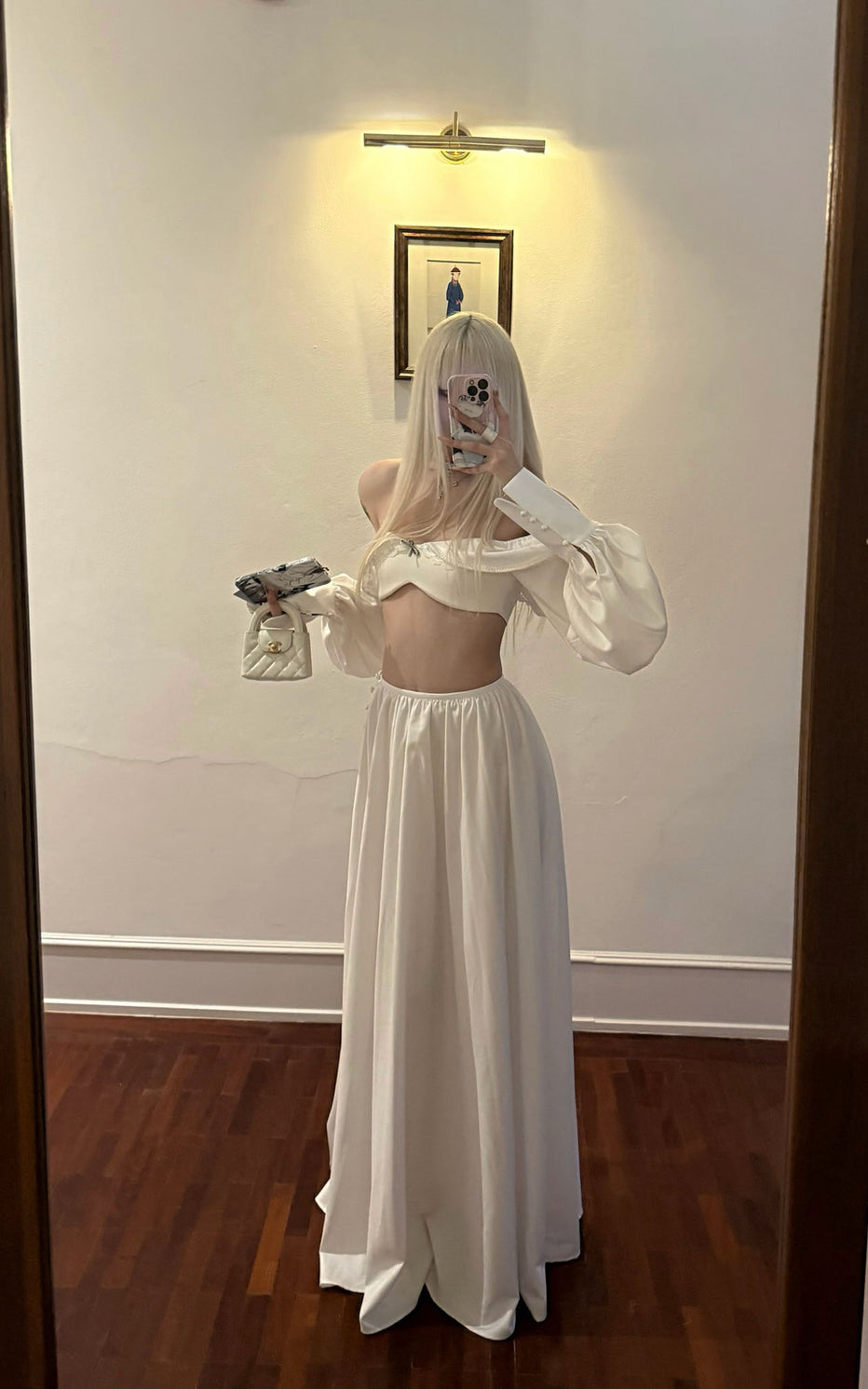 Rase le sol Bow-detail Strapless Long Sleeve Skirt Set – PINKPARKS