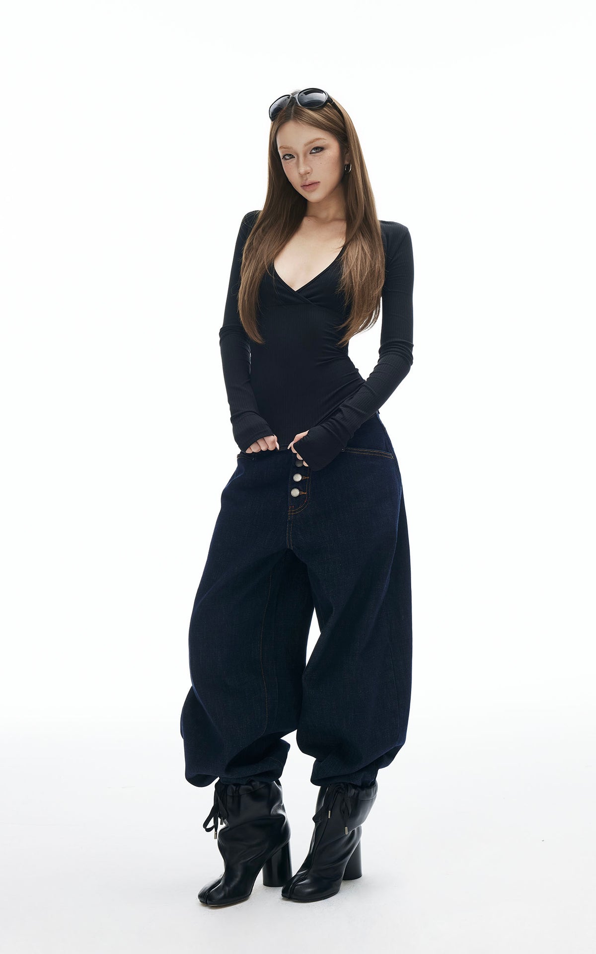 IAMXIAA Cut Out Halter Long Sleeve Shrug Top Ribbed Knit Slim Fit ...