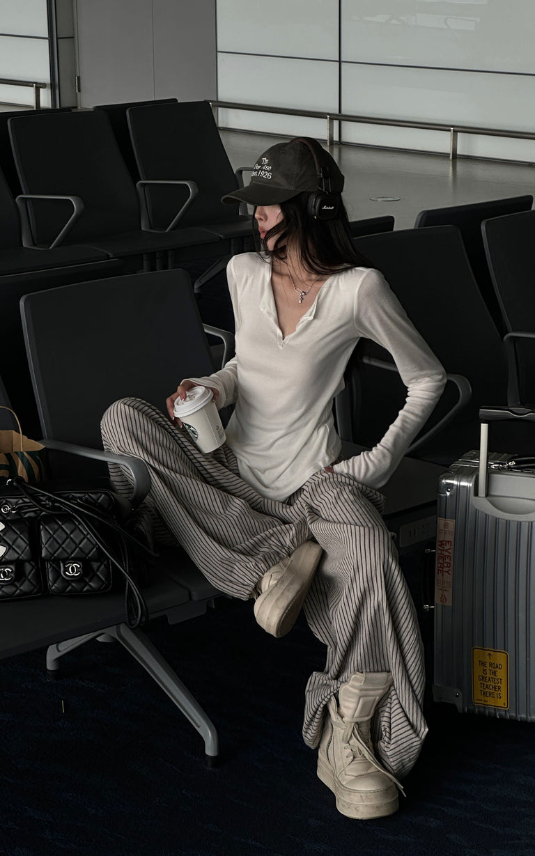 WARDEN EDGE Drawstring Wide Stripe Pants in Washed Linen – PINKPARKS