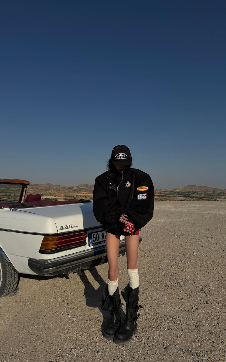 WARDEN EDGE Racing Patch Zip Jacket with Elastic Cuffs and Retro Embro ...