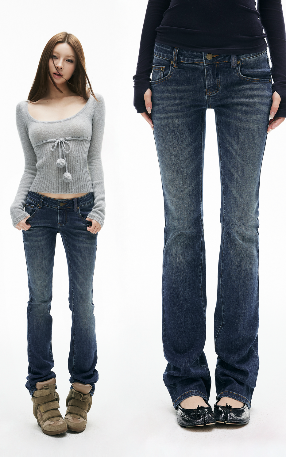 IAMXIAA Low-Rise Slim Flared Jeans – PINKPARKS