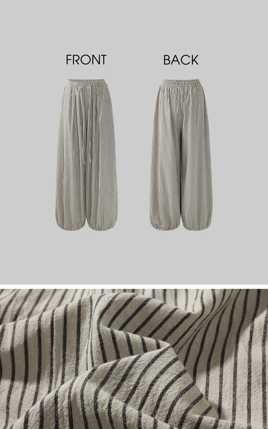 WARDEN EDGE Drawstring Wide Stripe Pants in Washed Linen – PINKPARKS