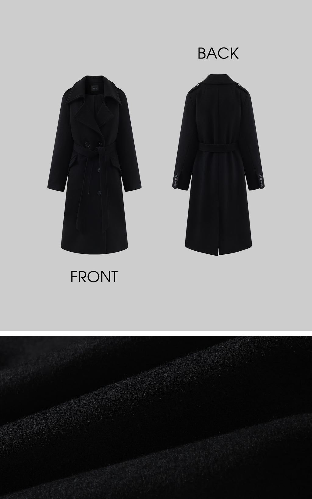 WARDEN EDGE Double Breasted Wool Coat with Belt – PINKPARKS