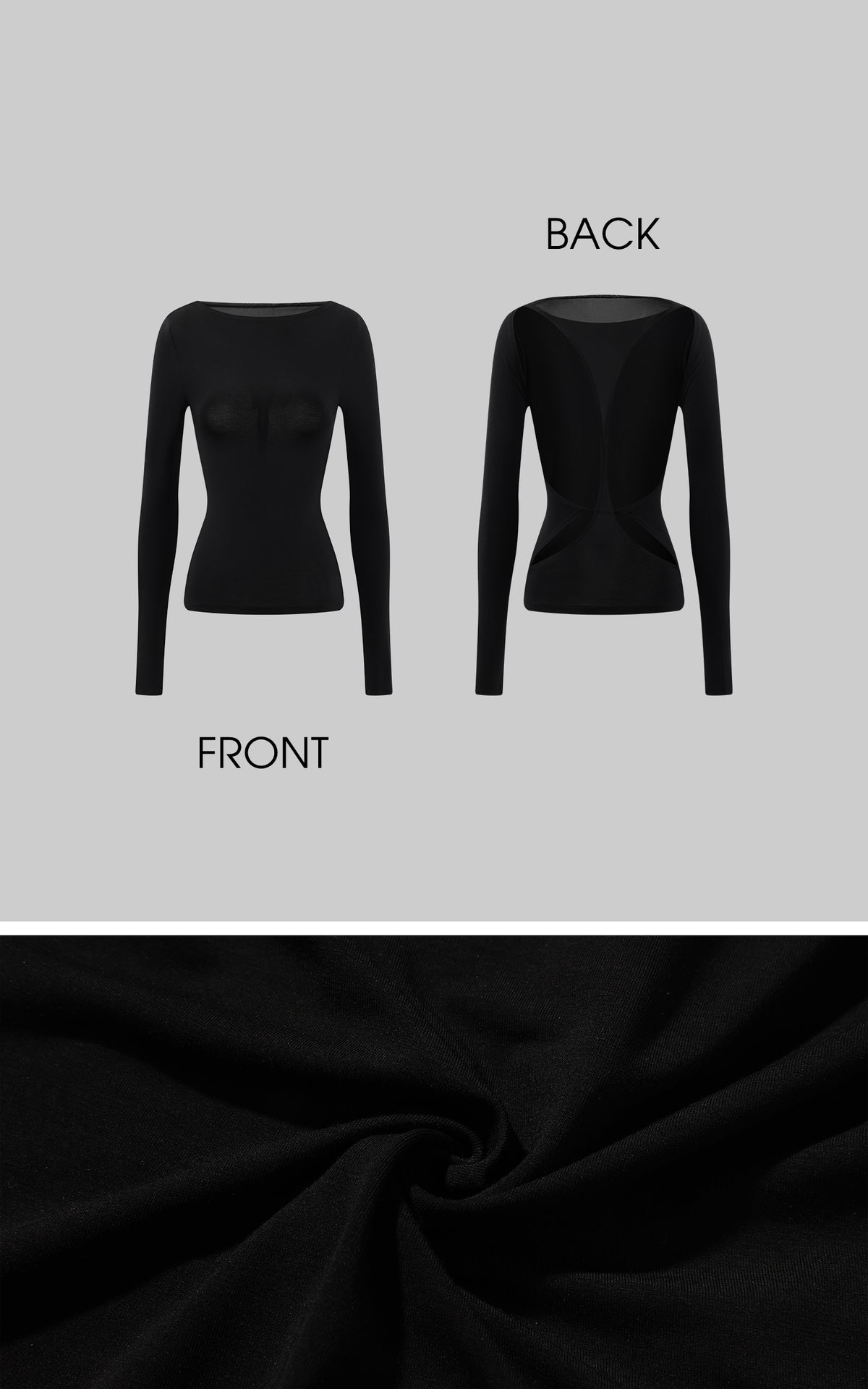 ROVENTE Backless Mesh Panel Long Sleeve Top – PINKPARKS